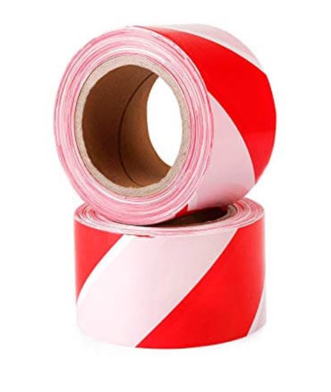 Hazard Tape - Red & White Tape (Roll) 75mm x 50m | PowAGroup
